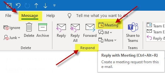 How To Create A New TEAMS Meeting From Email Recipients In Outlook 